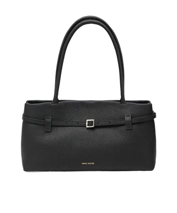 Manu Atelier Buckle-strap Tubular Handles Tote Bag - Black