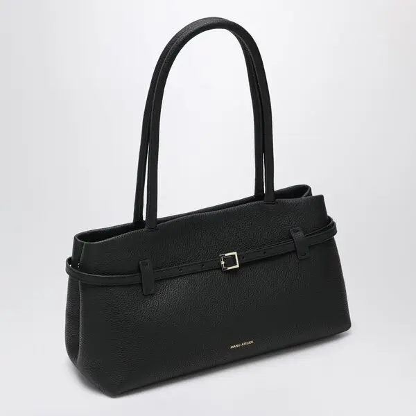 Manu Atelier Buckled Shoulder Tote Bag - Black