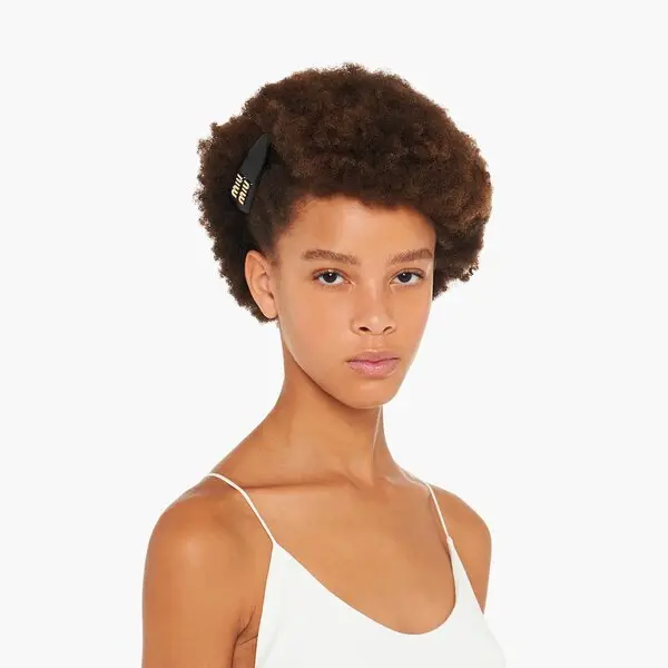 Miu Miu Patent Leather Logo Hair Clip