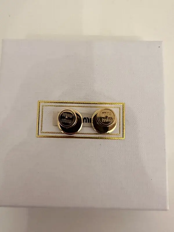 Miu Miu Enameled Metal Logo Stud Earrings