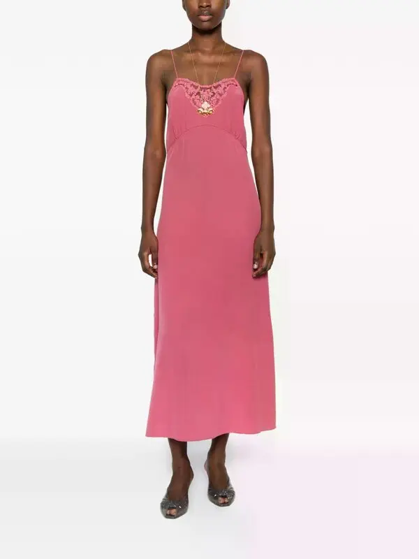 Chloé Lace Detail Midi Dress - Pink