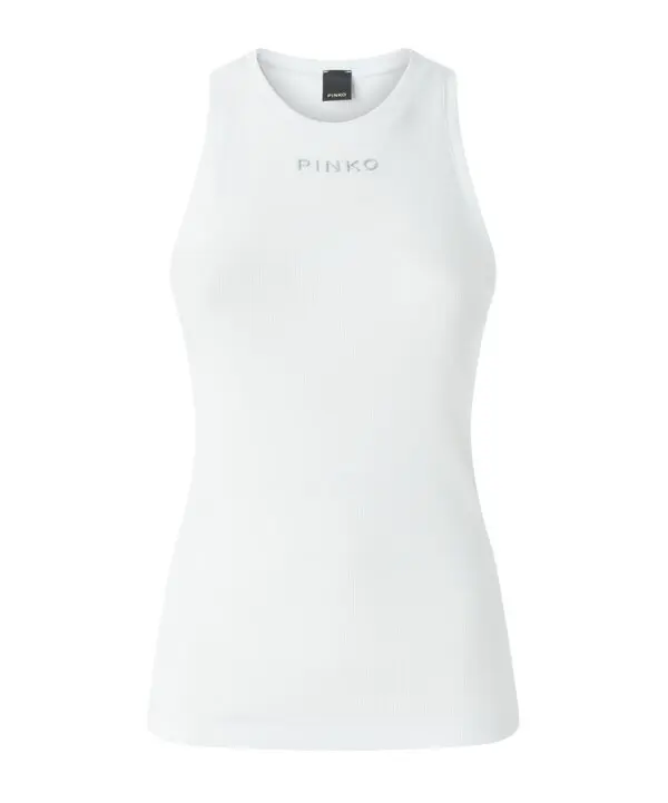 Pinko Logo Printed Tank Top - White
