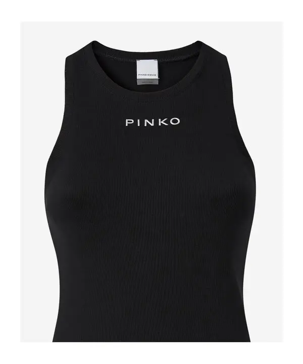 Pinko Logo Printed Ribbed Tank Top
