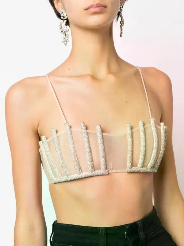 NUE Lotus Rhinestone-embellished Bralette - Neutrals
