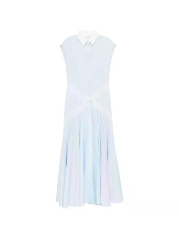 Viktor & Rolf Lace Trim Bow Detail Shirt Dress - Blue