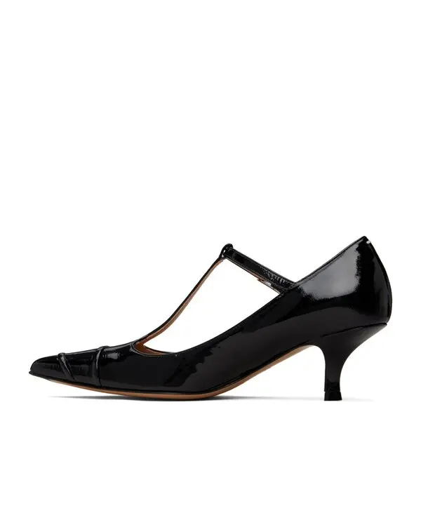 MAISON MARGIELA Glossy Leather T-bar Kitten Heel Pumps