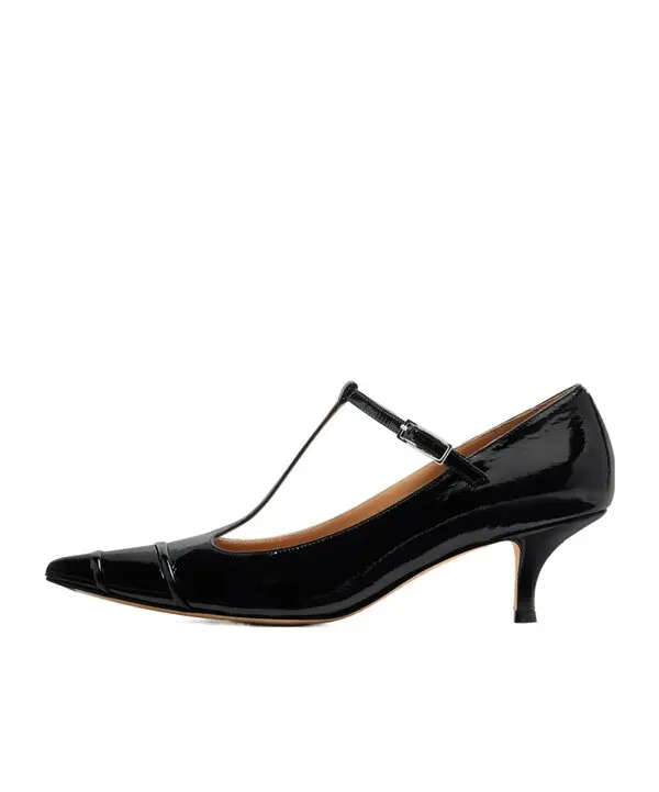 MAISON MARGIELA Glossy Leather T-bar Kitten Heel Pumps