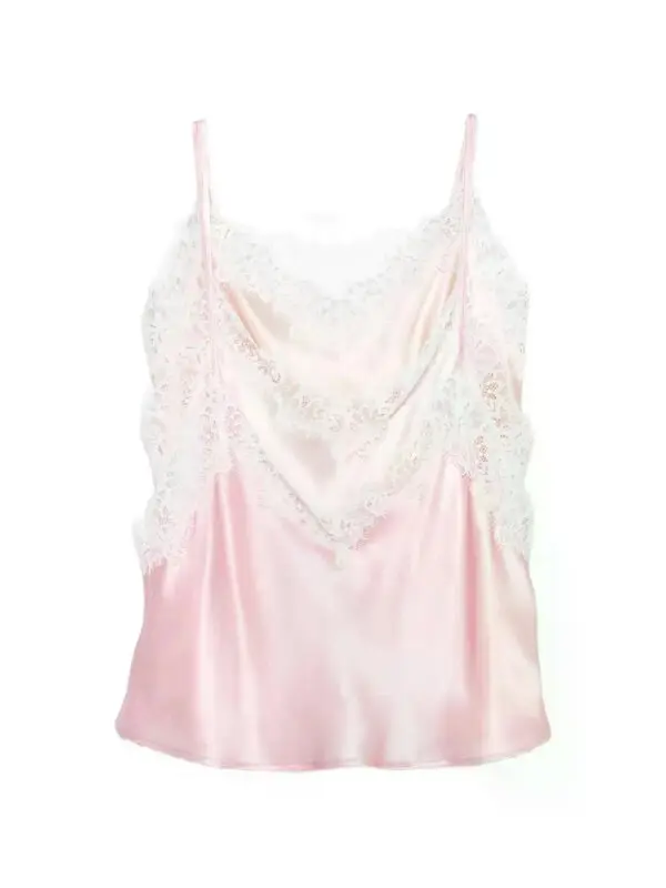 Viktor & Rolf Silk Satin Blouse With Lace Trim - Pink