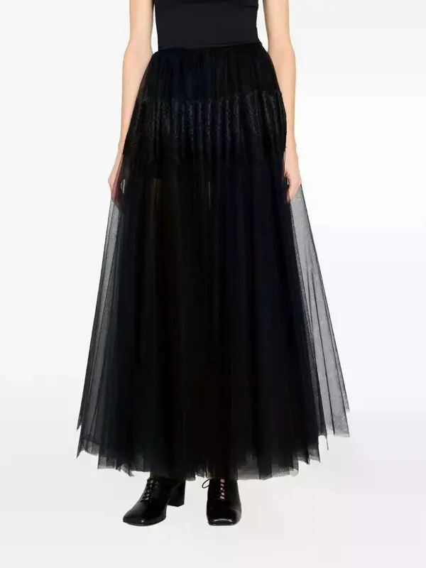 Viktor & Rolf Tulle Lace Insert Maxi Skirt