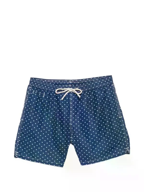 MC2 SAINT BARTH Fish-print Drawstring Swim Shorts - Blue