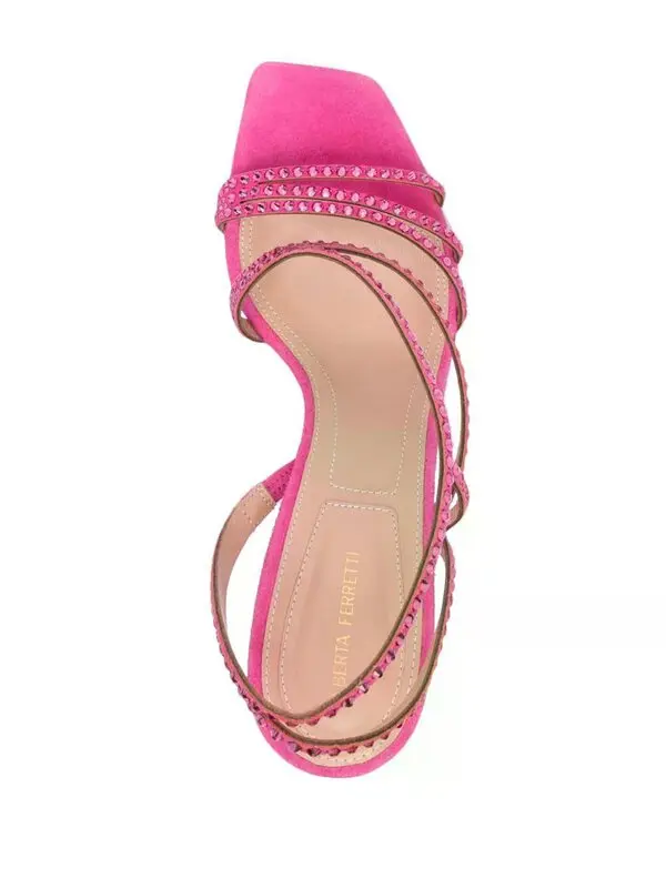 Alberta Ferretti Calf-leather Sandals With Rhinestone Embellishment
