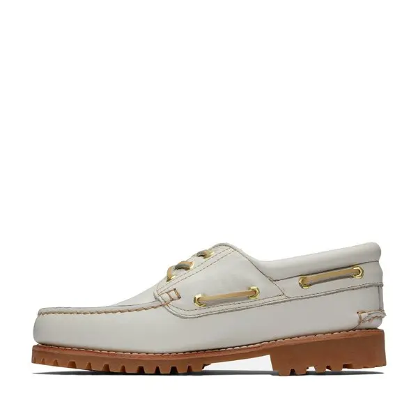 Timberland X Aim Leon Dore Three Eye Lug Hand Sewn Boat Shoes - White/brown