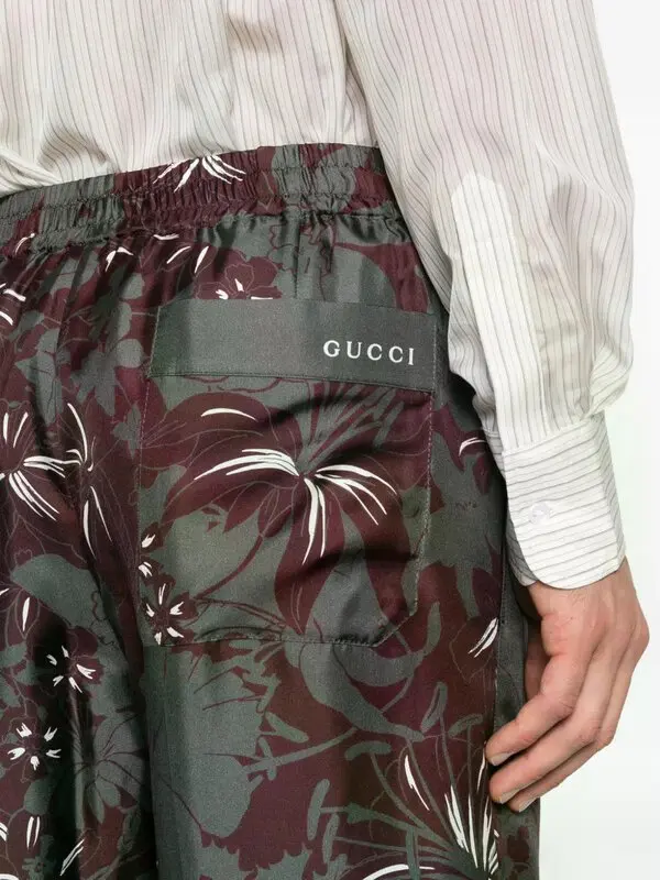 Gucci Floral Print Silk Trousers