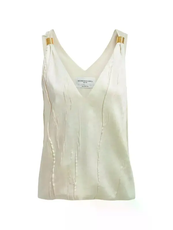 Brandon Maxwell Crinkled-pleat Tank Top With Gold-tone Hardware