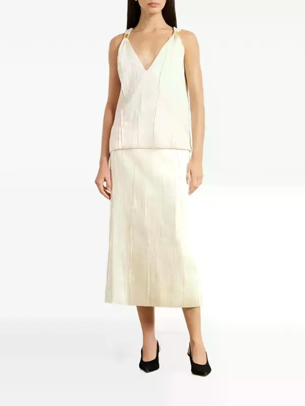 Brandon Maxwell Crinkled-pleat Tank Top With Gold-tone Hardware