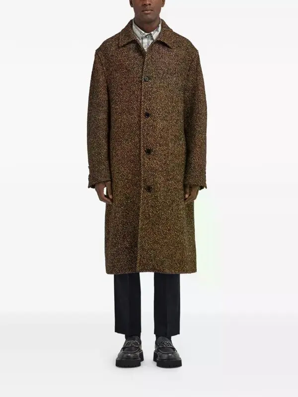 Roberto Cavalli Herringbone Pattern Single-breasted Coat