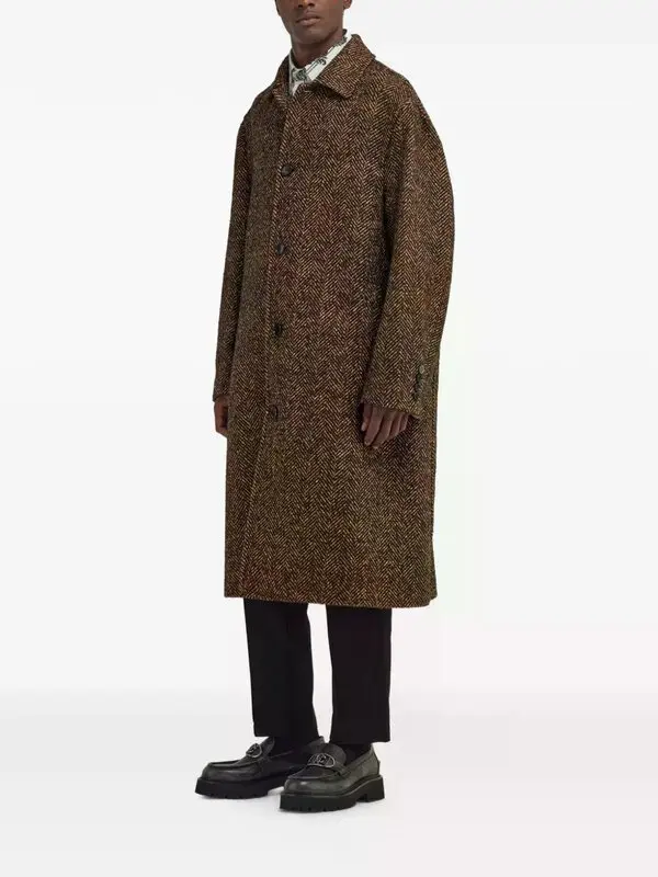 Roberto Cavalli Herringbone Pattern Single-breasted Coat