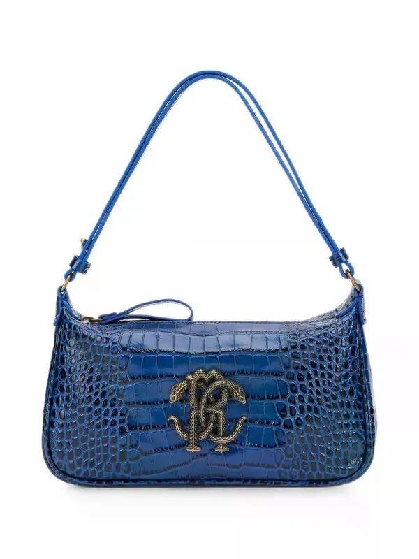 Roberto Cavalli Crocodile-effect Logo Plaque Shoulder Bag