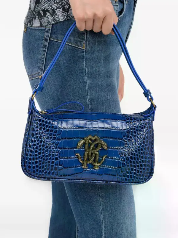 Roberto Cavalli Crocodile-effect Logo Plaque Shoulder Bag