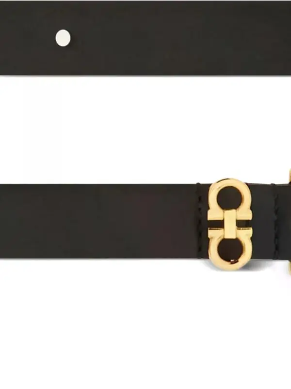 FERRAGAMO Leather Belt With Logo Plaque Buckle