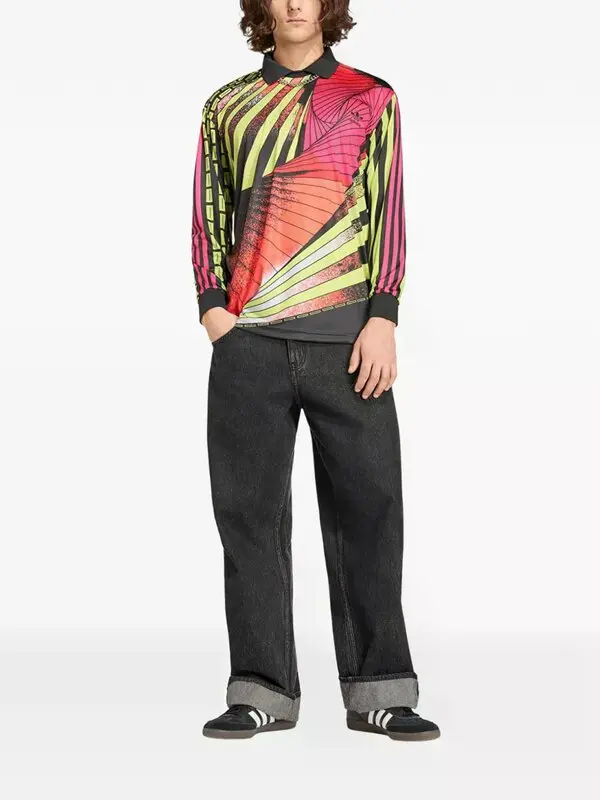 Adidas Archive Graphic Print Long-sleeve Polo Shirt