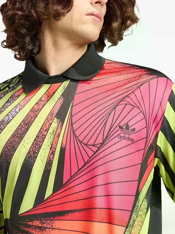 Adidas Archive Graphic Print Long-sleeve Polo Shirt