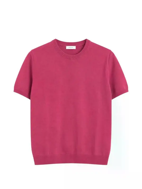 DIKTAT Crew-neck Short-sleeve Sweater - Pink