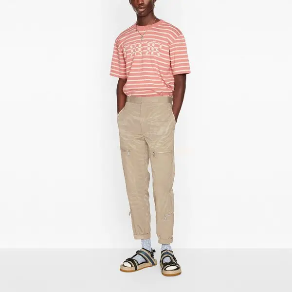 Dior Ss21 Stripe Letter Pattern Round Collar Male