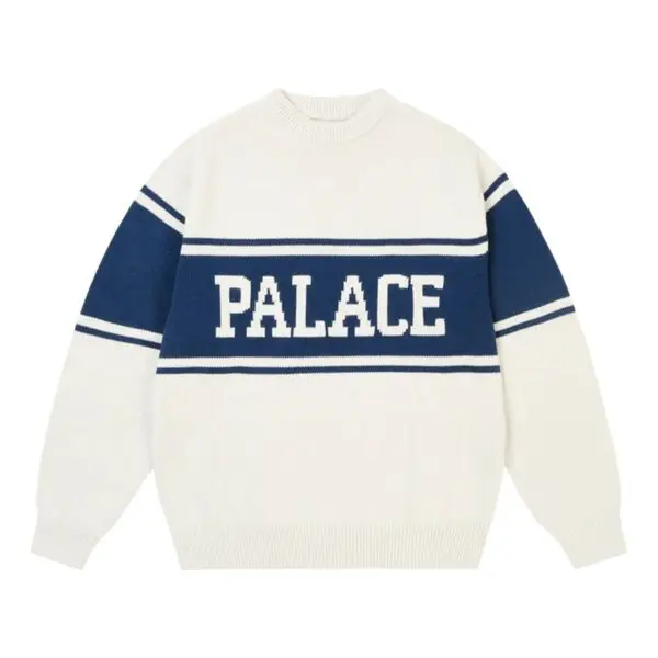 PALACE College Stripe Knit Sweater - White