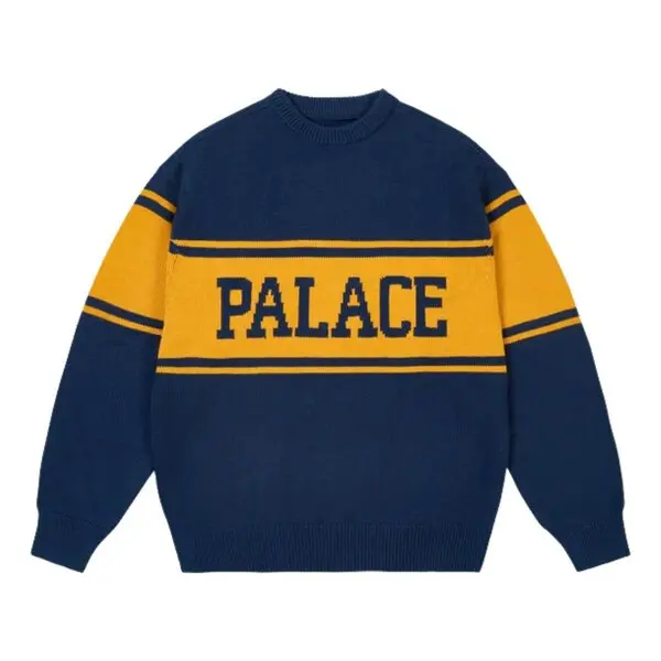 PALACE College Stripe Knit Sweater - Navy