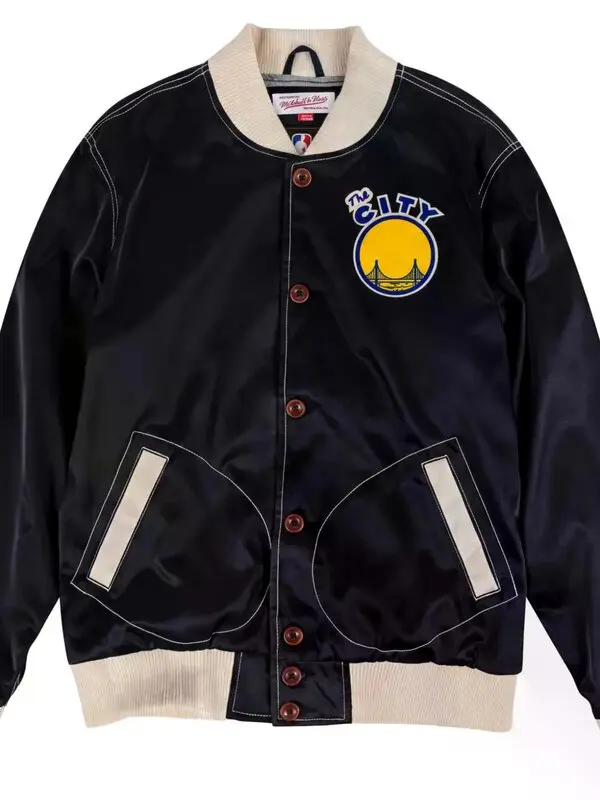 Mitchell & Ness X Nba Golden State Warriors Button-up Jacket - Black