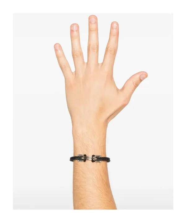 FERRAGAMO Braided Bracelet With Logo Detail - Black