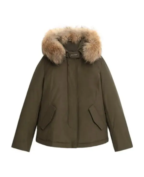 Woolrich Hooded Cotton Suit With Fur Trim - Brown
