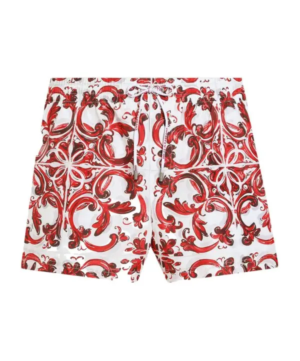Dolce & Gabbana Dolce Gabbana Maiolica Print Swim Shorts - Multi-color