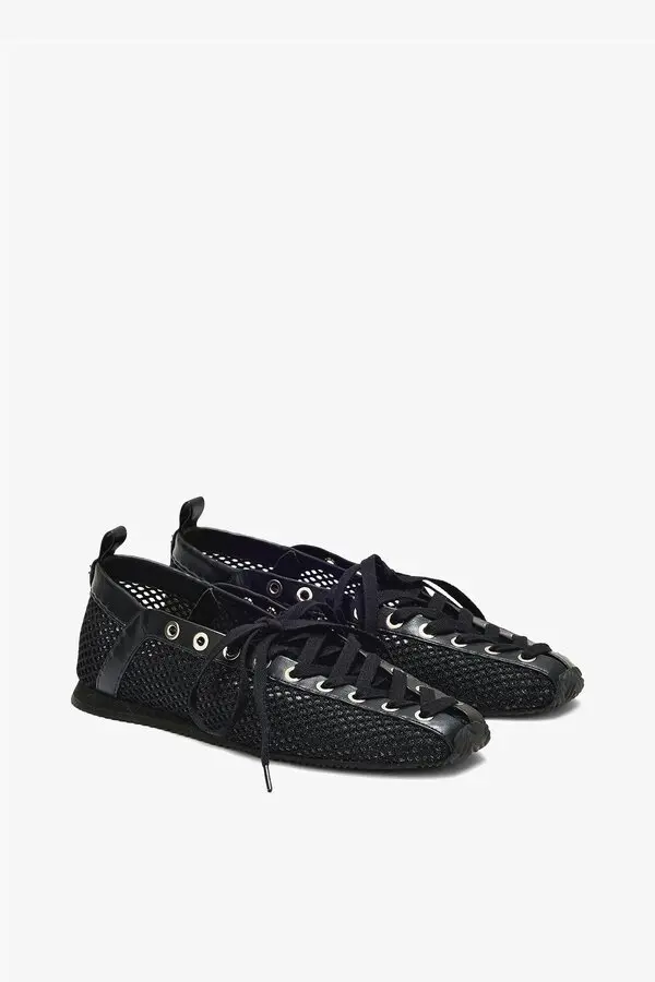 GANNI Mesh Lace-up Flat Ballerina