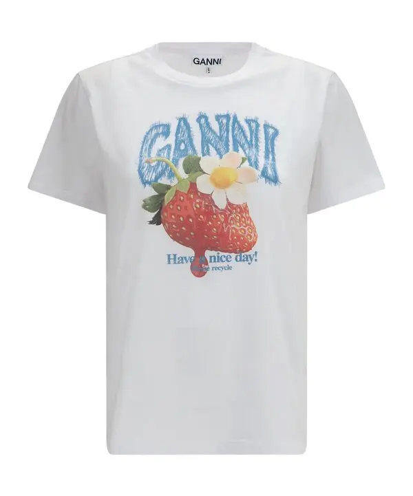 GANNI Strawberry Printed T-shirt - White