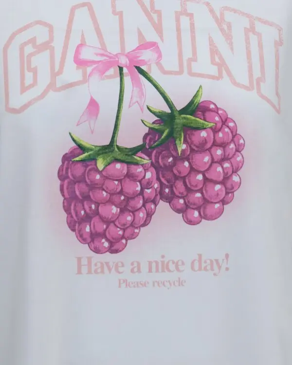 GANNI Raspberry Printed T-shirt - White