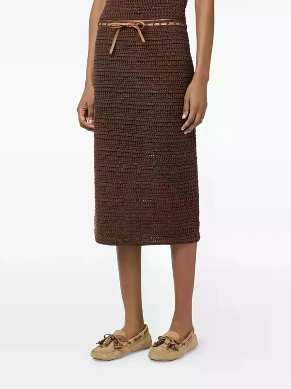 TOD'S Crochet Drawstring Midi Skirt