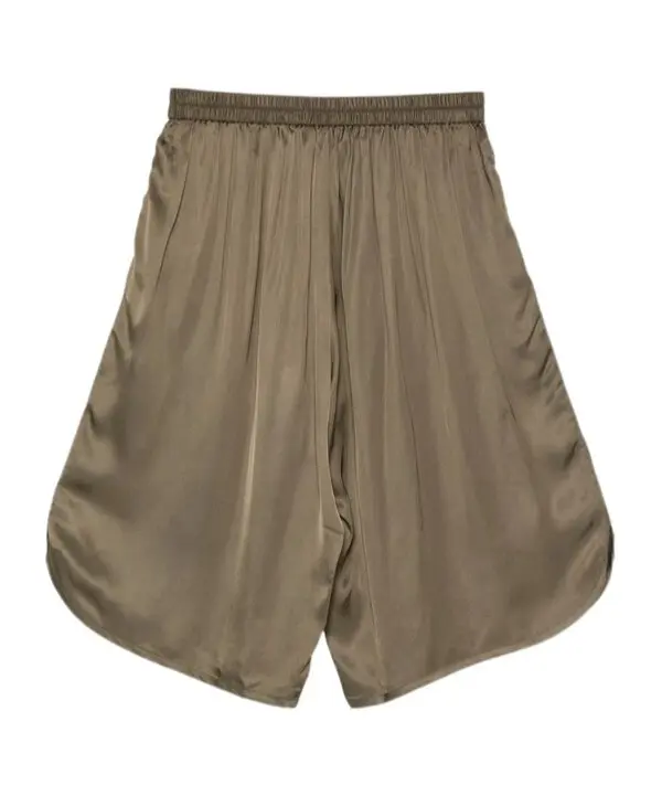 THE FRANKIE SHOP Elastic Waist Shorts With Curved Hem - Brown