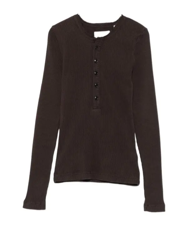 Citizens Of Humanity Drea Waffle-knit Henley Top - Black