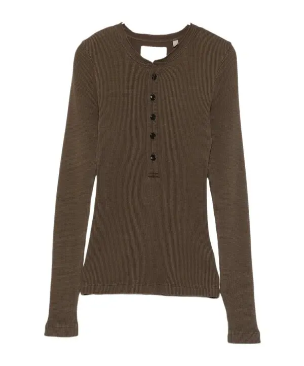 Citizens Of Humanity Long Sleeve Henley T-shirt - Brown