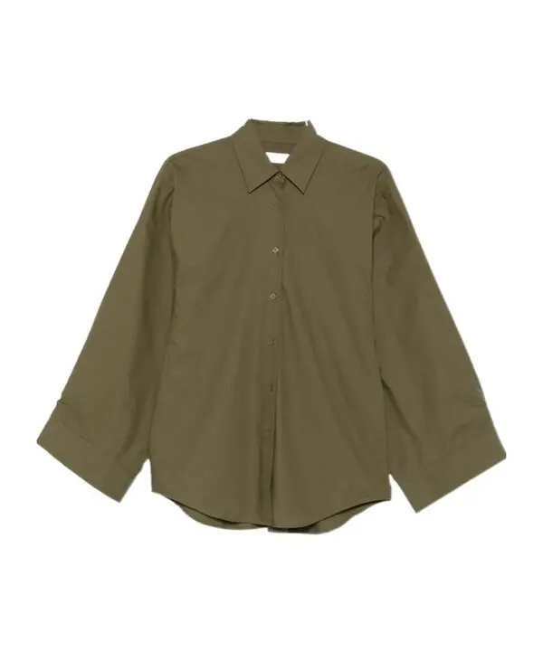 THE FRANKIE SHOP Long Sleeve Shirt With Embroidered Logo - Green