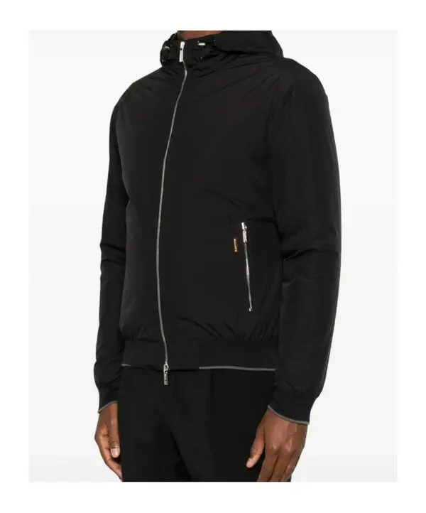 MOORER Hooded Zip-up Casual Jacket - Black