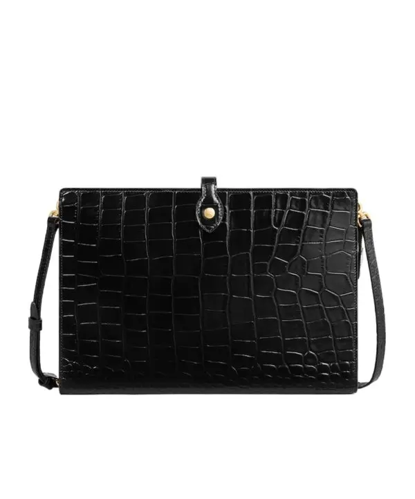 Celine Medium Note Bag In Croc-effect Embossed Calfskin