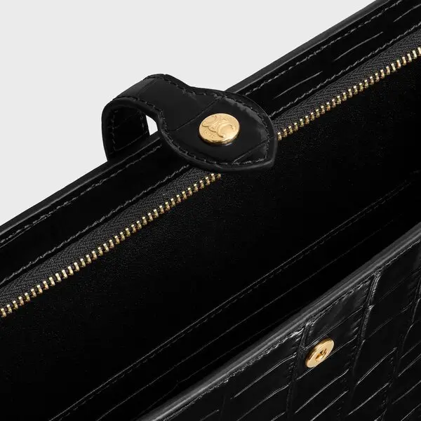 Celine Medium Note Bag In Croc-effect Embossed Calfskin