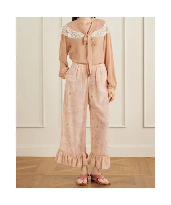 Chloé Lace-trim Tie-neck Blouse - Pink