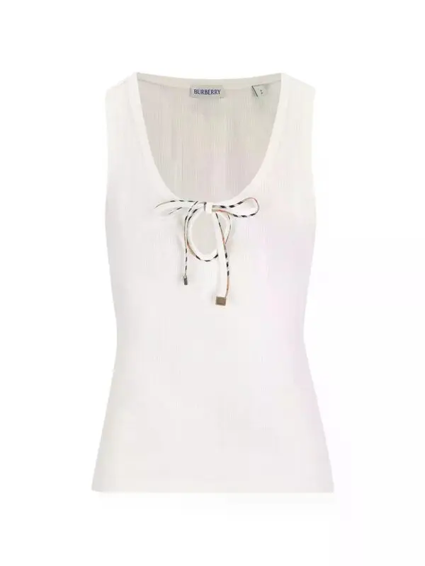 Burberry Ribbed Knit Tie-fastening Top - Neutrals
