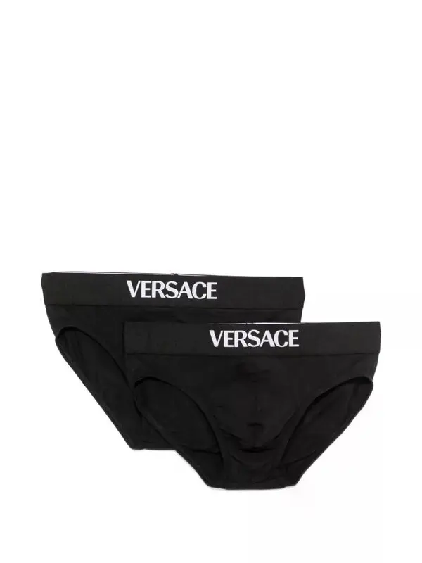 Versace Logo-waistband Briefs - Black