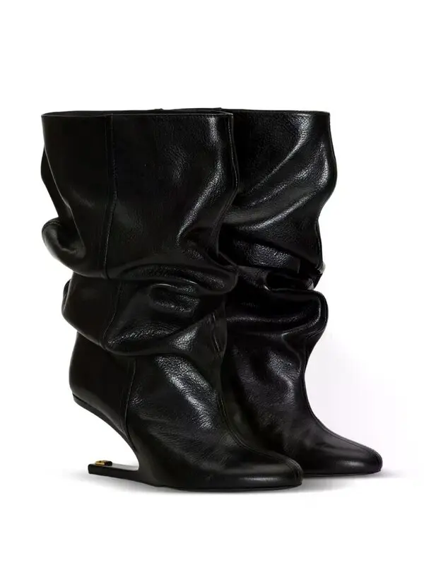Balmain No Wedge Textured Leather Ankle Boots - Black