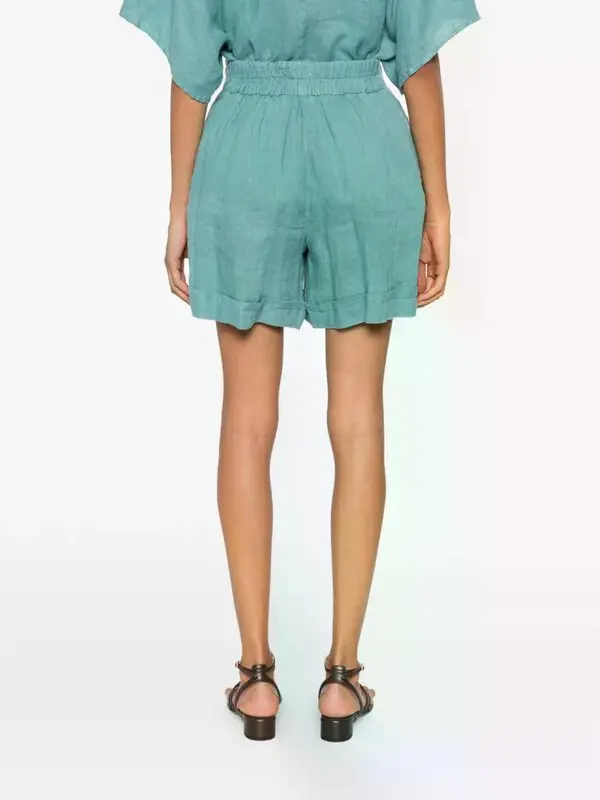 Momoni Linen Pleated Mini Shorts